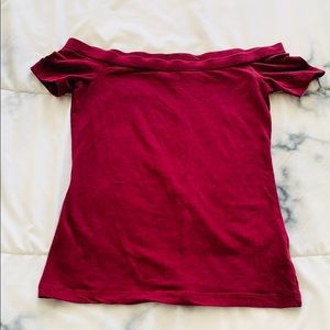 Tops | Dark Red Off The Shoulder Tshirt | Poshmark